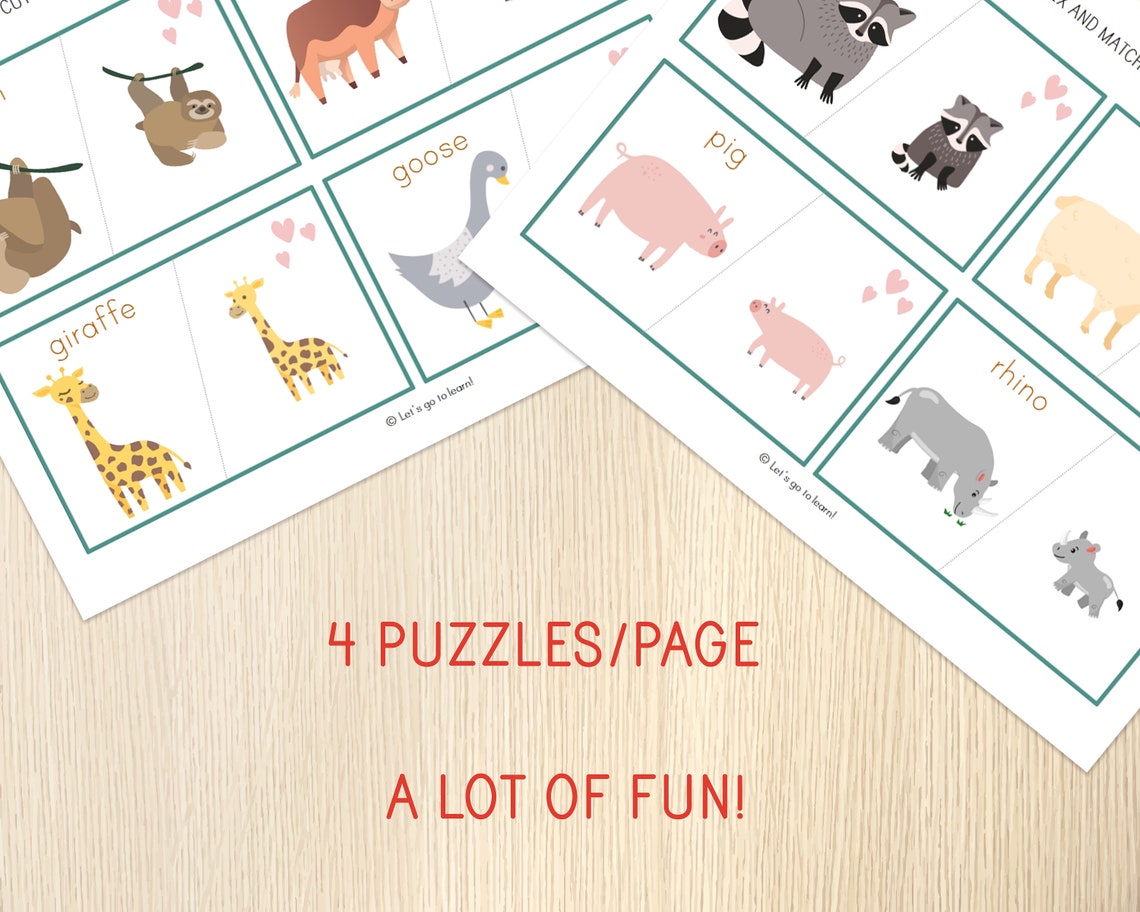 Mother & Baby Animals Matching Games, 36 Puzzles, Matching Activity for ...