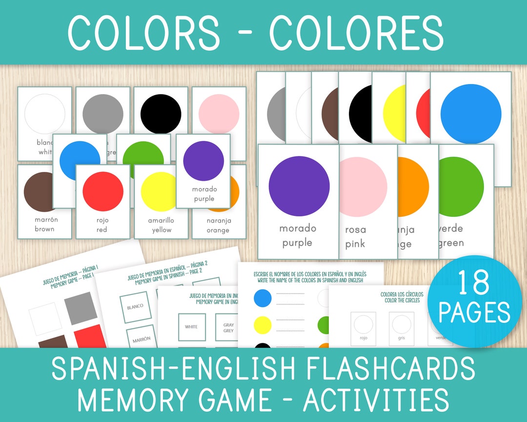Tarjetas didácticas de colores español-inglés, juegos de memoria y ...