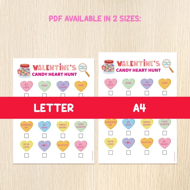 Valentine's Day Candy Heart Scavenger Hunt Game - Valentine's Day ...