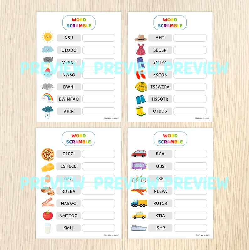 Word Scramble Worksheets Bundle – Kids Word Scramble Games – Vocabulary ...