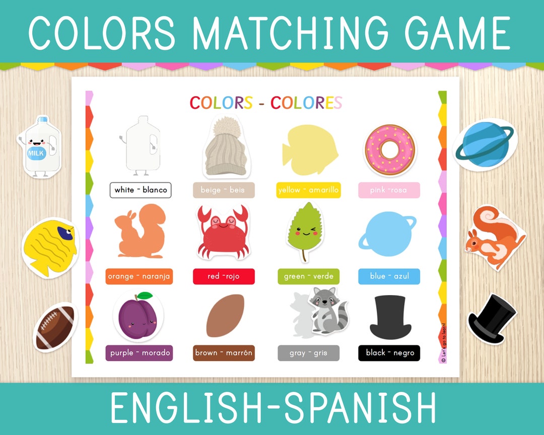 Colors Matching Game - English-spanish Worksheet - Bilingual Resource ...