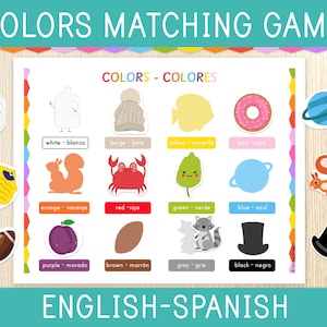 Colors Matching Game - English-spanish Worksheet - Bilingual Resource ...