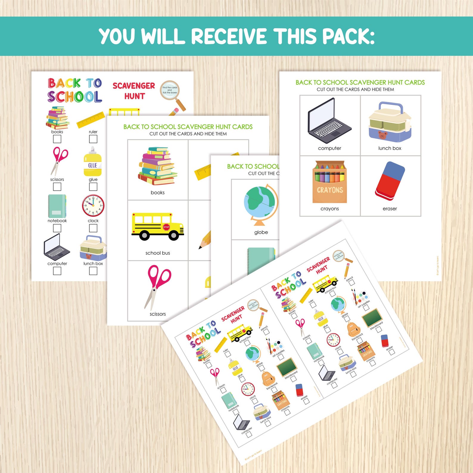 Back to School Scavenger Hunt, Indoor Outdoor Treasure Hunt With Cards ...