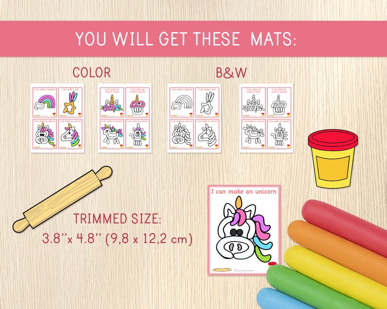 Unicorn Playdough Mats Play Doh Toddler Preschool Activity - Etsy