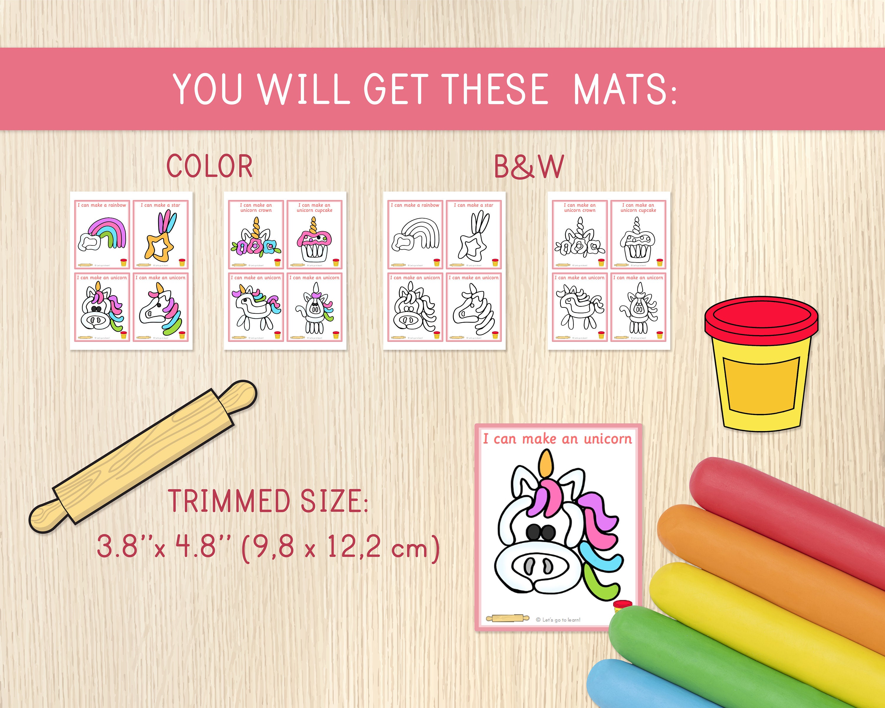 Unicorn Playdough Mats - Play Doh Activity - Unicorn Birthday Party ...