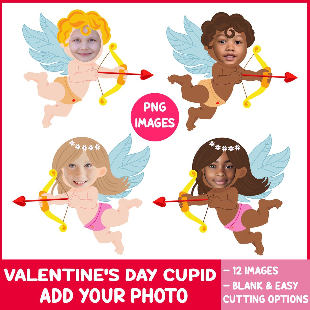 Valentine's Day Cupid Add Your Photo BUNDLE - Cupid Boy & Girl PNG ...