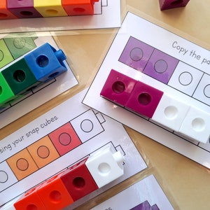 Patterns With Snap Cubes, Pattern Copy Cards, Counting or Connecting ...