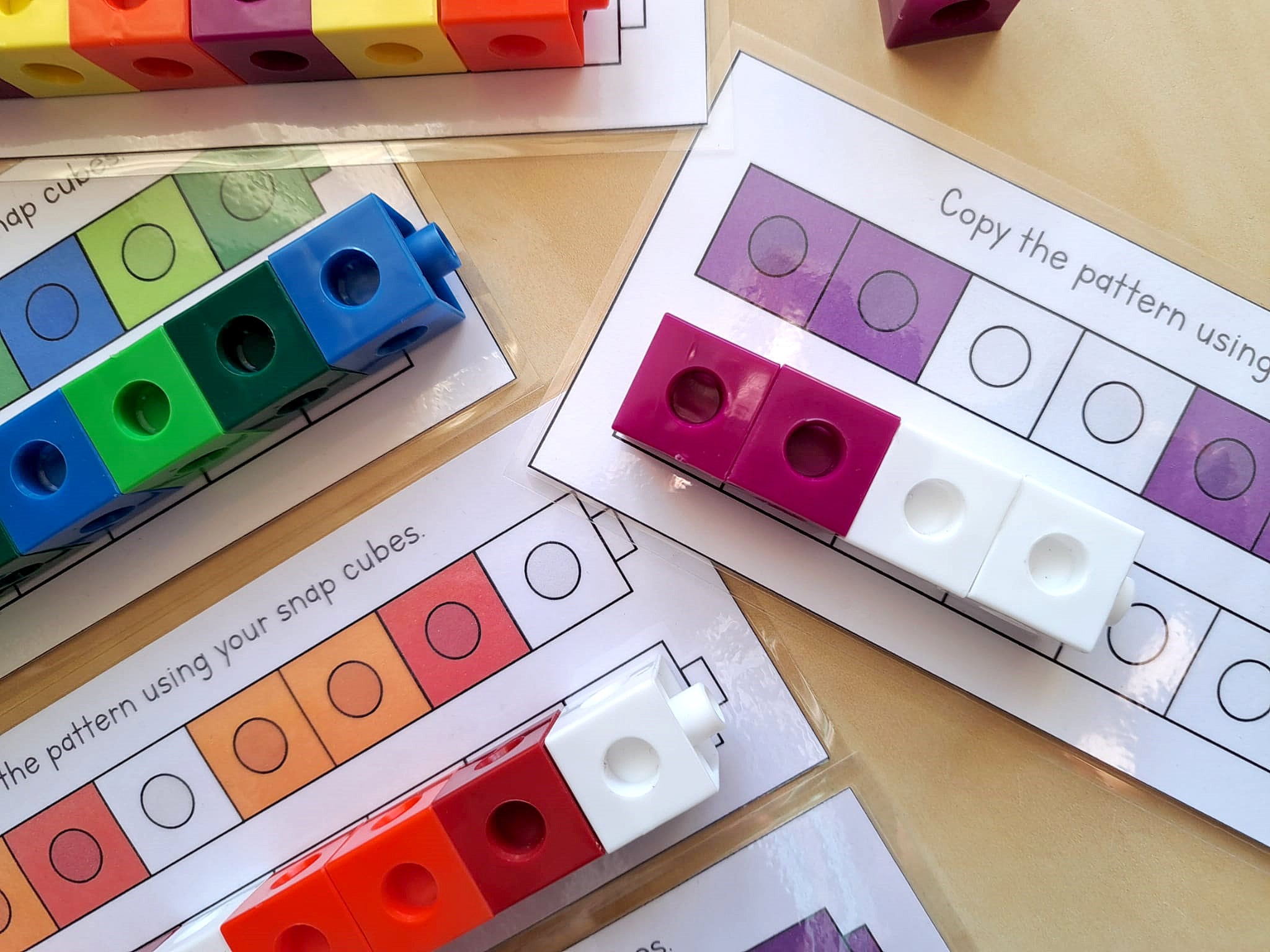 Patterns With Snap Cubes, Pattern Copy Cards, Counting or Connecting ...