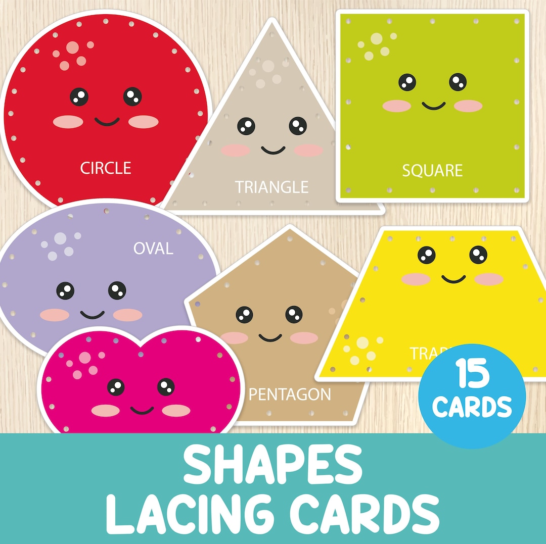 Shapes Lacing Cards - Preschool Fine Motor Skill Activity - Toddler ...