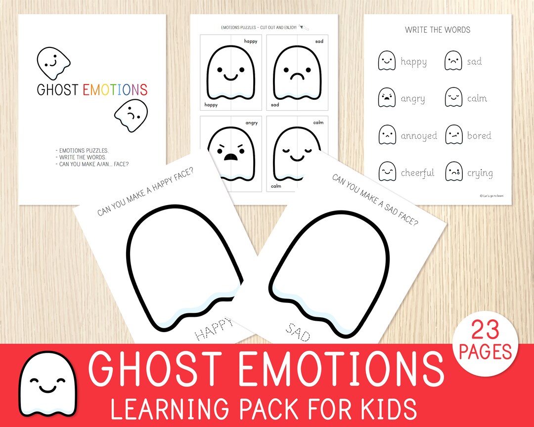 Ghost Emotions Learning Pack, Feelings, Puzzles, Tracing Practice ...