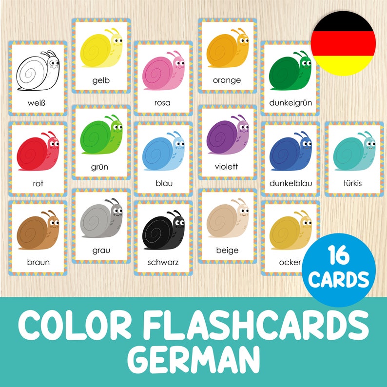 Color Flashcards in German, German Vocabulary, Preschool, Kindergarten ...