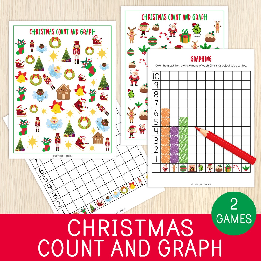 Christmas Count and Graph Games, Preschool & Kindergarten Worksheets ...