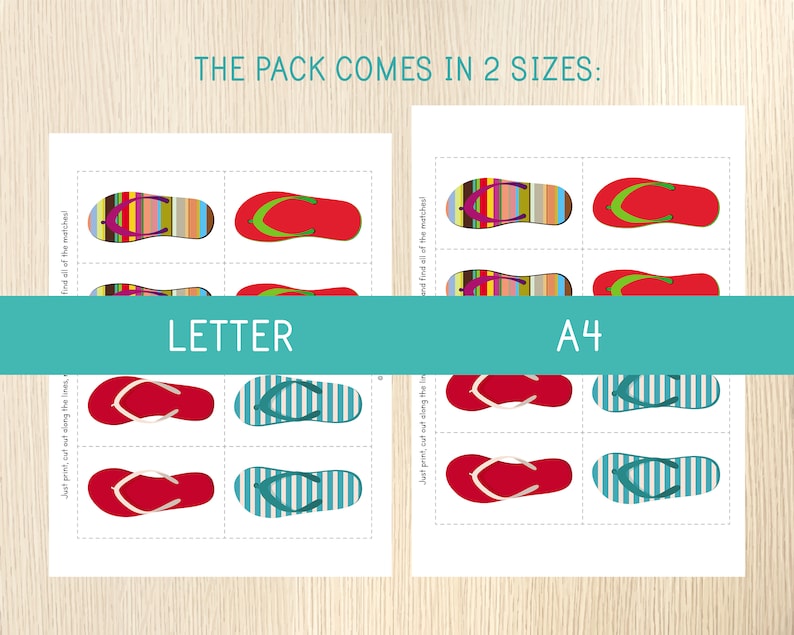 Summer Matching Game, Flip-flops Matching Activity, Toddler & Preschool ...
