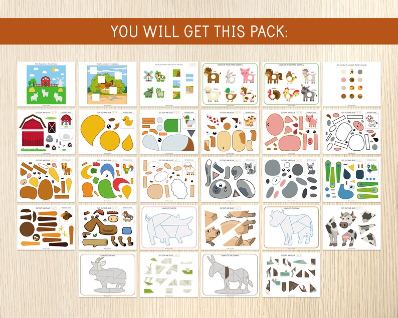 Farm Animals Cut & Glue Worksheets - Scissor Skills Activities ...
