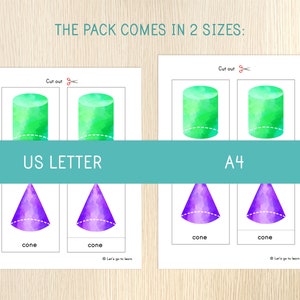 Shapes Cards, 3-part Cards, 2D & 3D, Nomenclature Cards, Montessori ...