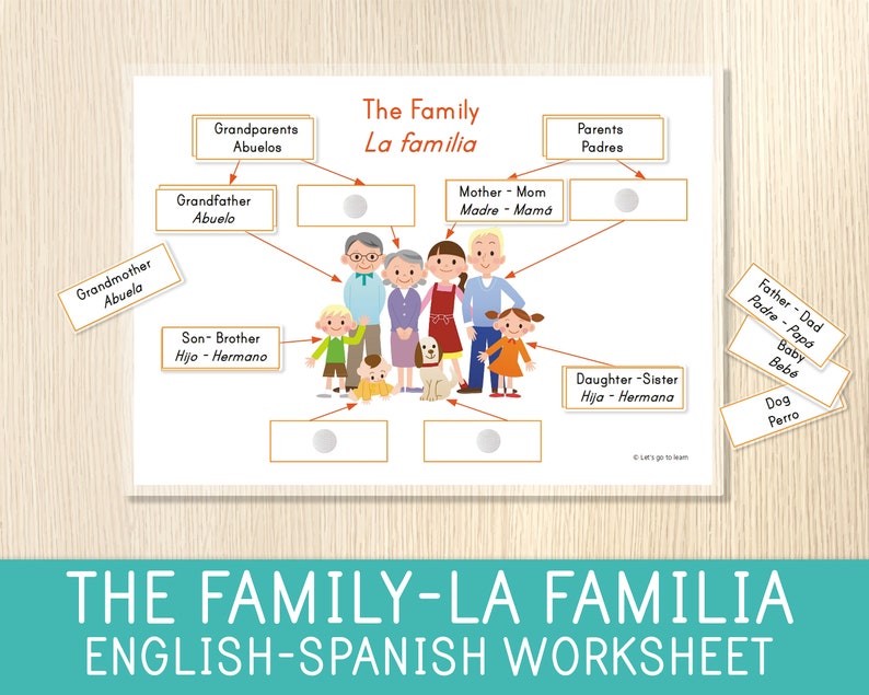 The Family-la Familia English-spanish Matching Game | Etsy