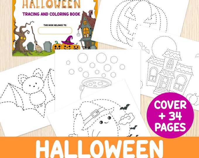 Printable Halloween Trace & Color Sheets - Tracing Worksheets for ...