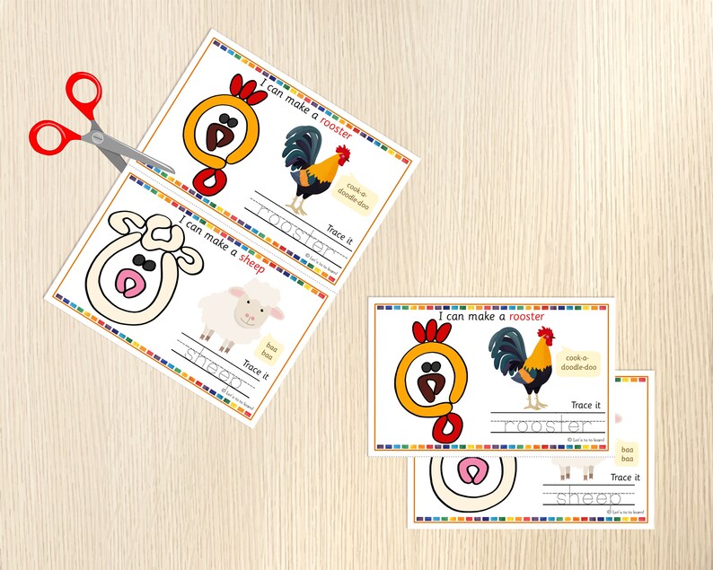 Farm Animals Playdough Mats, 12 Visual Cards, Play Doh, Toddler ...