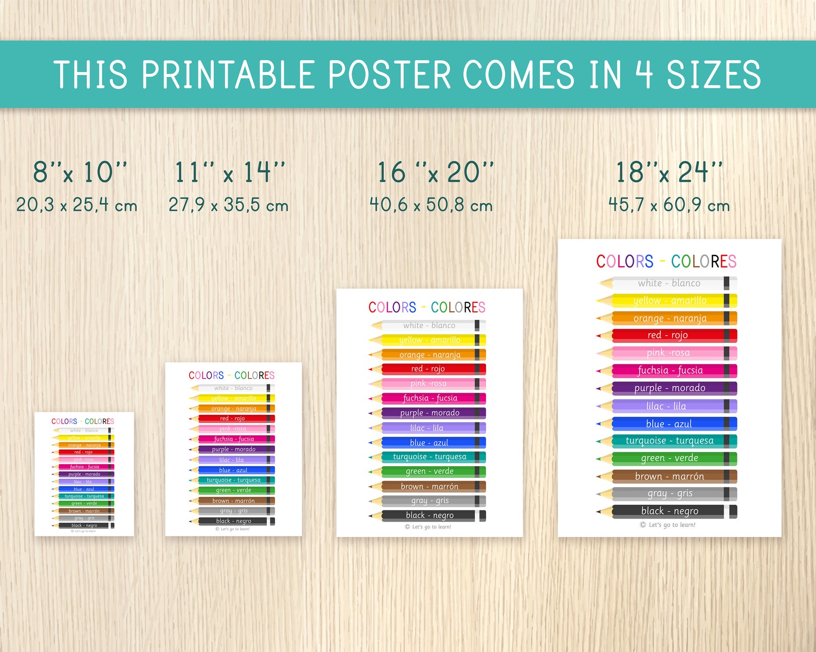 English-spanish Colors Poster Printable Poster Bilingual - Etsy