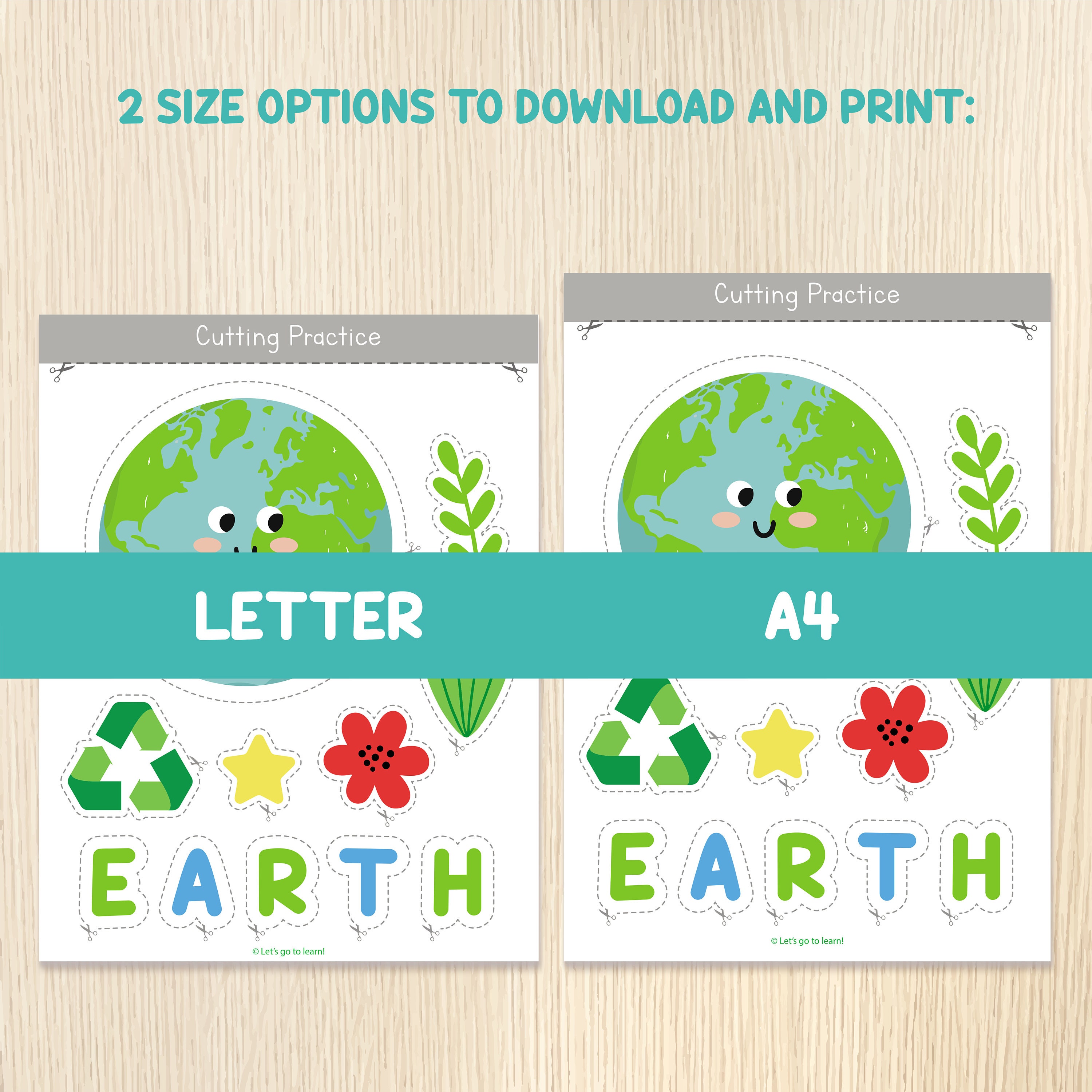 Earth Day Activity, Cutting Practice Worksheet, Preschool ...