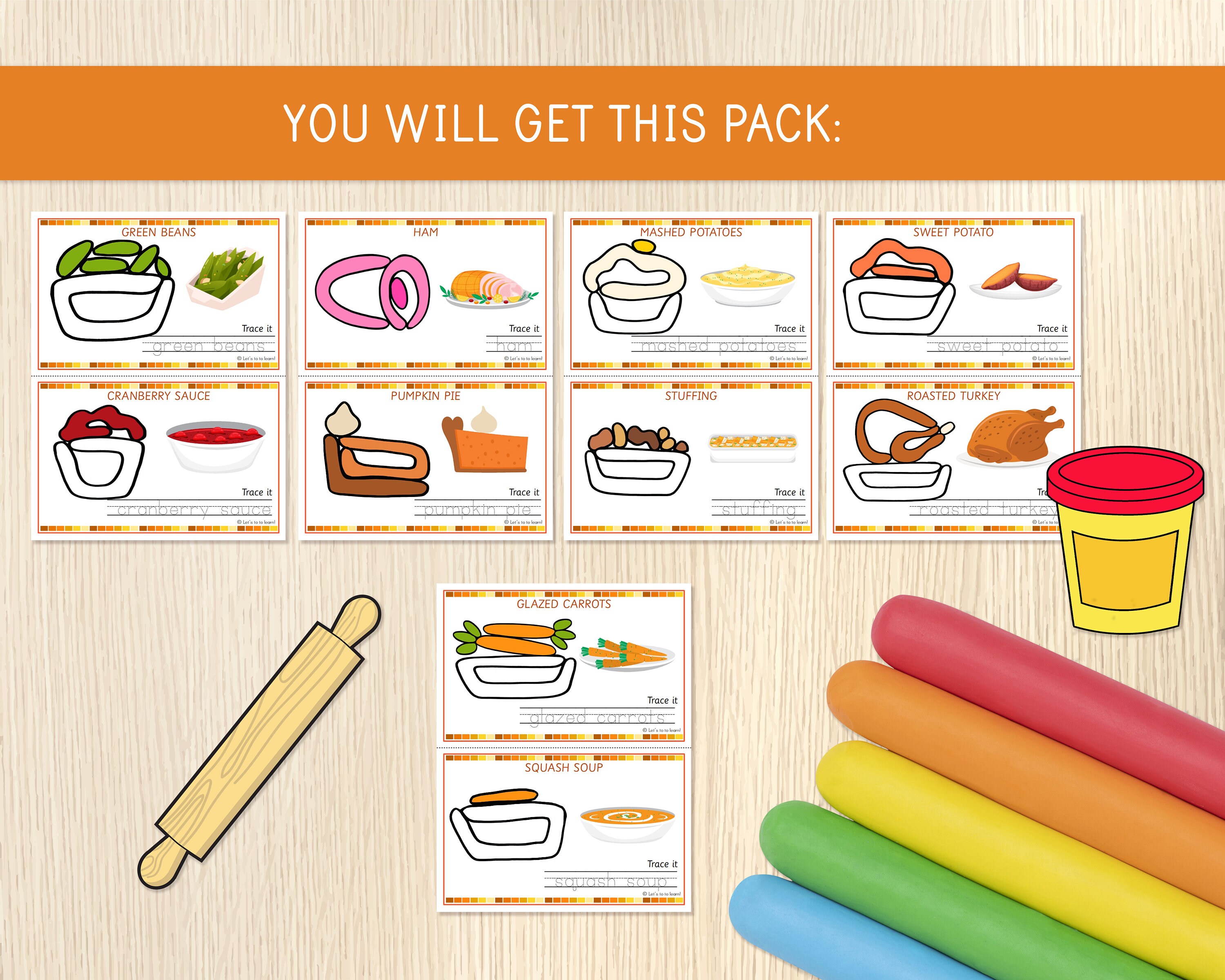 Thanksgiving Feast Playdough Mats, Play Doh Activity, Fall, Autumn ...