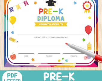 Preschool Graduation Certificate, Preschool Graduate Diploma, Printable ...