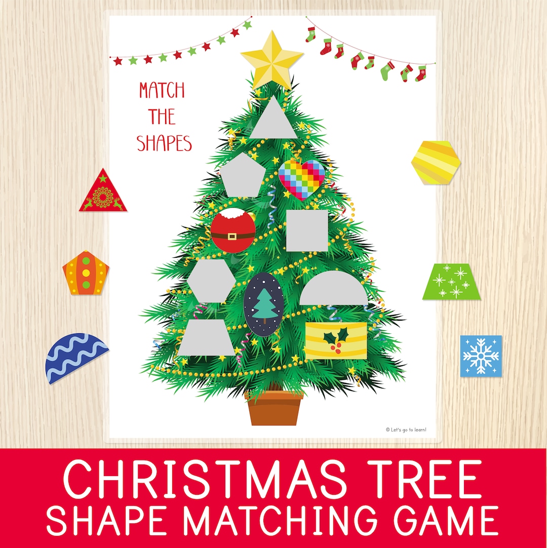 Christmas Tree Shape Matching Game, Busy Book Page, Worksheet for ...