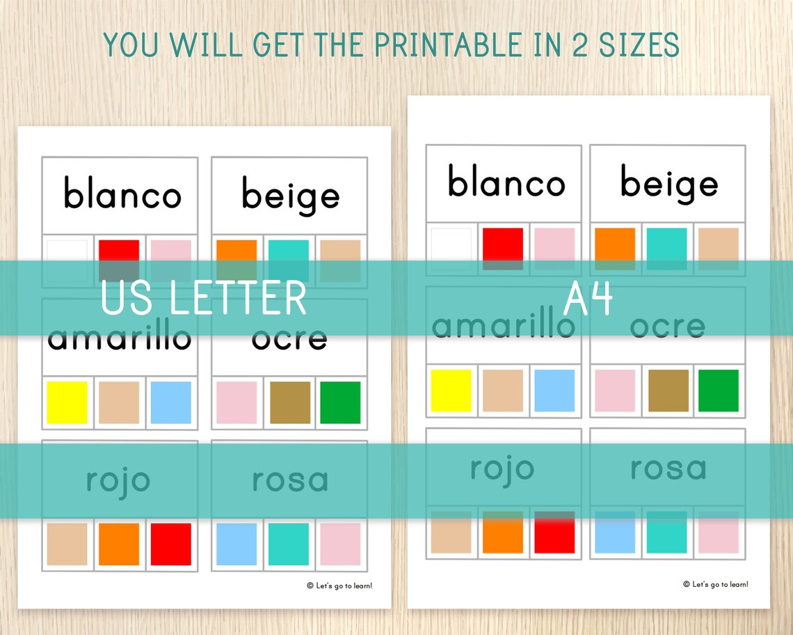 Spanish Color Words Clip Cards and Chart Spanish Classroom - Etsy