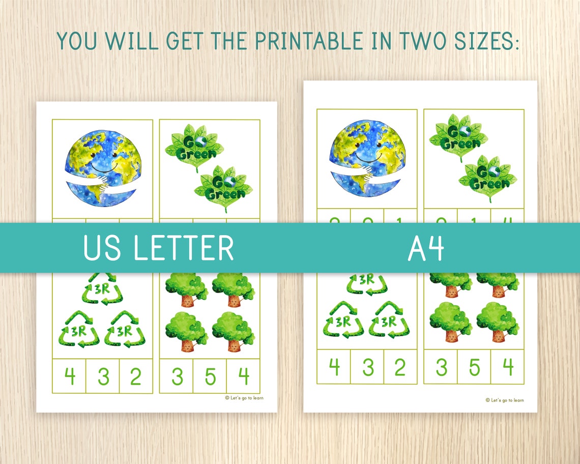 Earth Day Count and Clip Cards Numbers 1-20 Counting Cards - Etsy