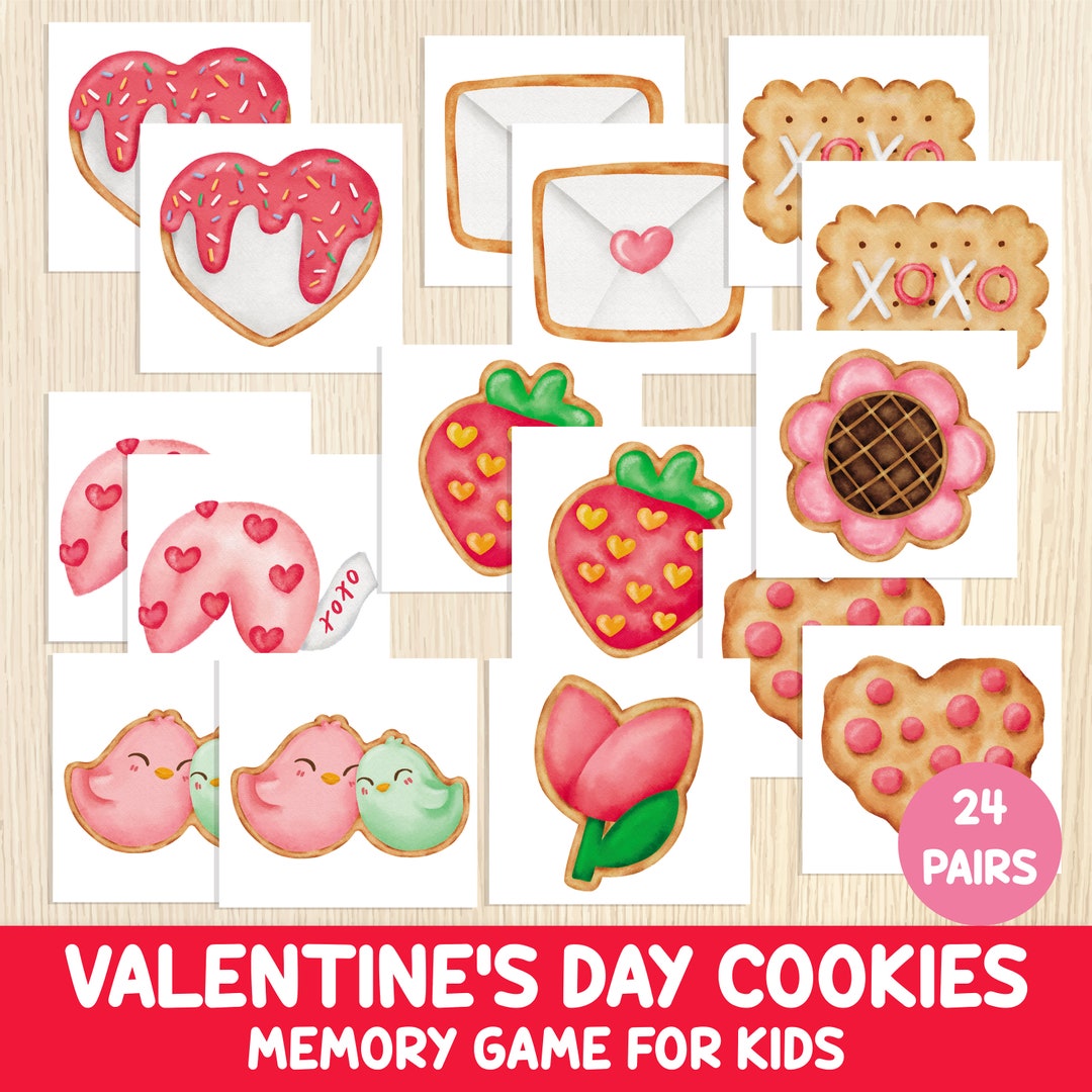 Valentine's Day Cookies Memory Game - Matching Activity - Toddler ...