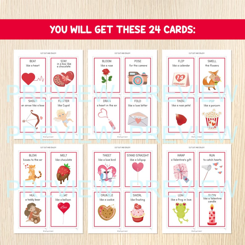Valentine's Day Movement Cards - Valentines Game - Toddler, Preschool ...