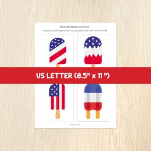 Patriotic Popsicles Matching Game, 4th of July Activity for Kids ...