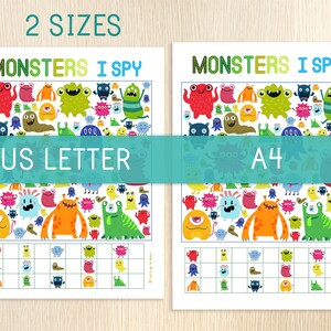 Monsters I Spy, 2 Printable Games, Seek and Find, Look and Find, Party ...