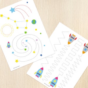 Tracing Practice, Space Themed, Pre-writing Worksheets, Line Tracing ...