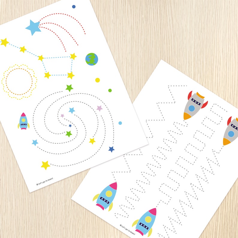Tracing Practice, Space Themed, Pre-writing Worksheets, Line Tracing ...