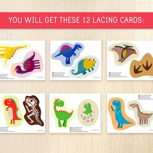 Dinosaur Printable Lacing Cards, Toddler, Preschool Activity, Fine ...