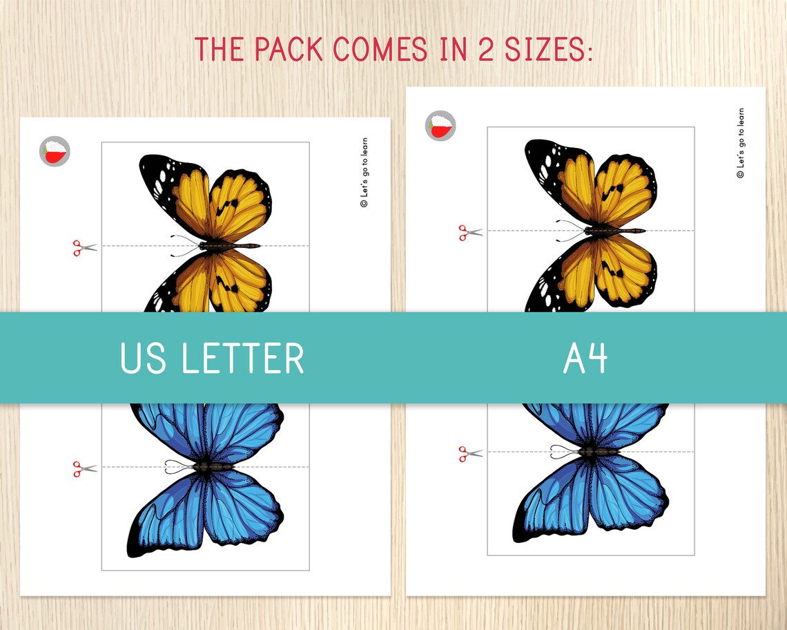 Butterfly Matching Activity Butterfly Puzzles Symmetry Kids - Etsy