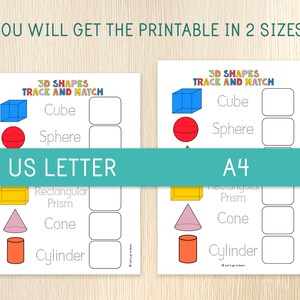 3D Shapes Trace and Match Activity Geometry Worksheet | Etsy
