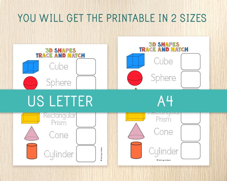 3D Shapes Trace and Match Activity Geometry Worksheet - Etsy