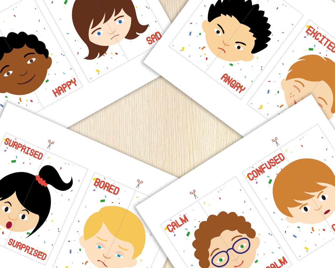 Emotion Puzzles Matching Games Feelings Toddlers Preschool - Etsy