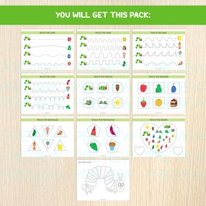 Hungry Caterpillar Tracing Practice Worksheets - Pre-writing Activities ...