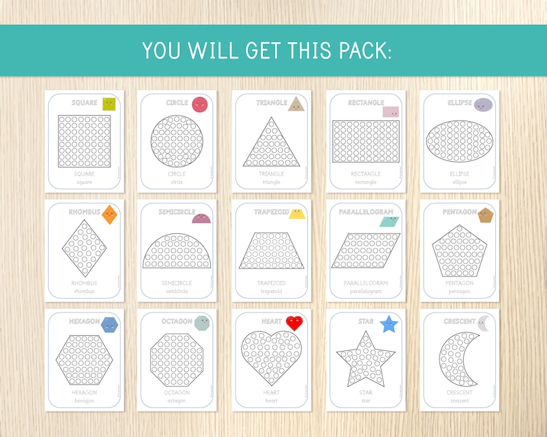 Shapes Do-a-dot Worksheets 2D Shapes Dot Painting Toddler - Etsy