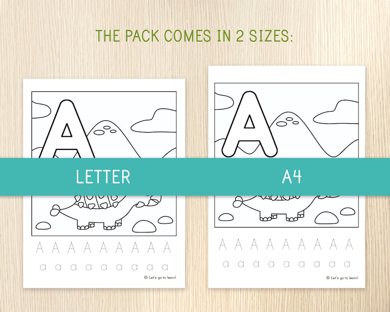 Dinosaurs Coloring & A-Z Alphabet Letter Tracing Worksheets - Etsy