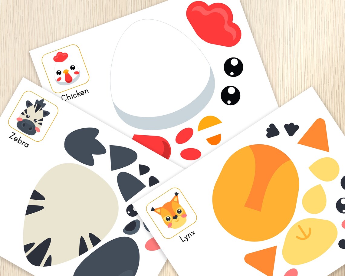 Animal Faces Cut & Paste Activities, Cut and Glue, Preschool ...