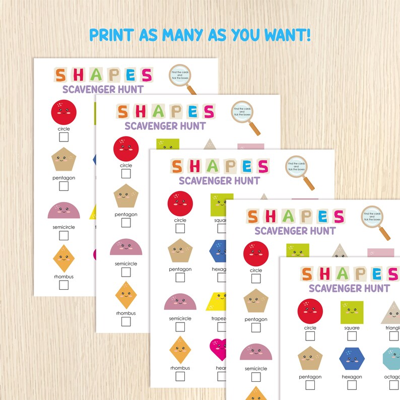 Shapes Scavenger Hunt Game - Shape Recognition Activity - Shape ...