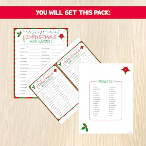 Christmas Word Scramble - Printable Holiday Activity - Christmas Party ...