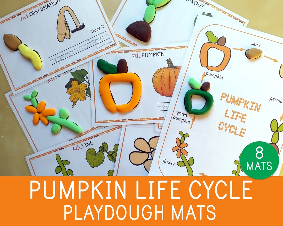 Pumpkin Life Cycle Playdought Mats, Play Doh Activity, Fall, Autumn ...