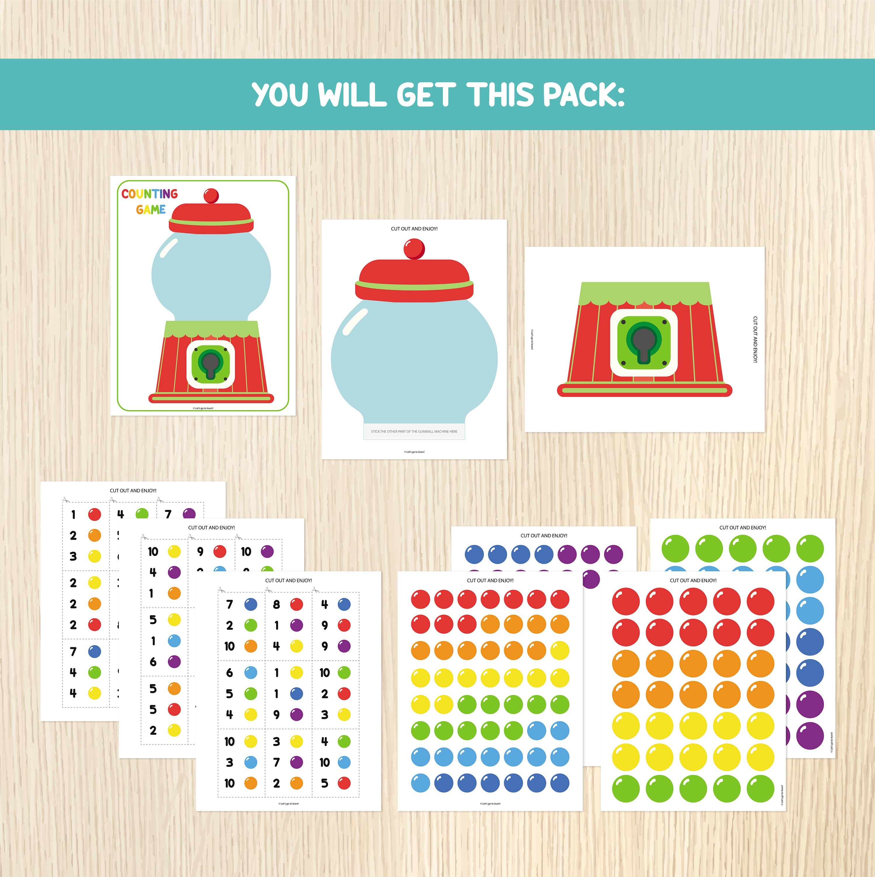 Gumball Machine Counting Game, Counting Activity, Numbers, Preschool ...