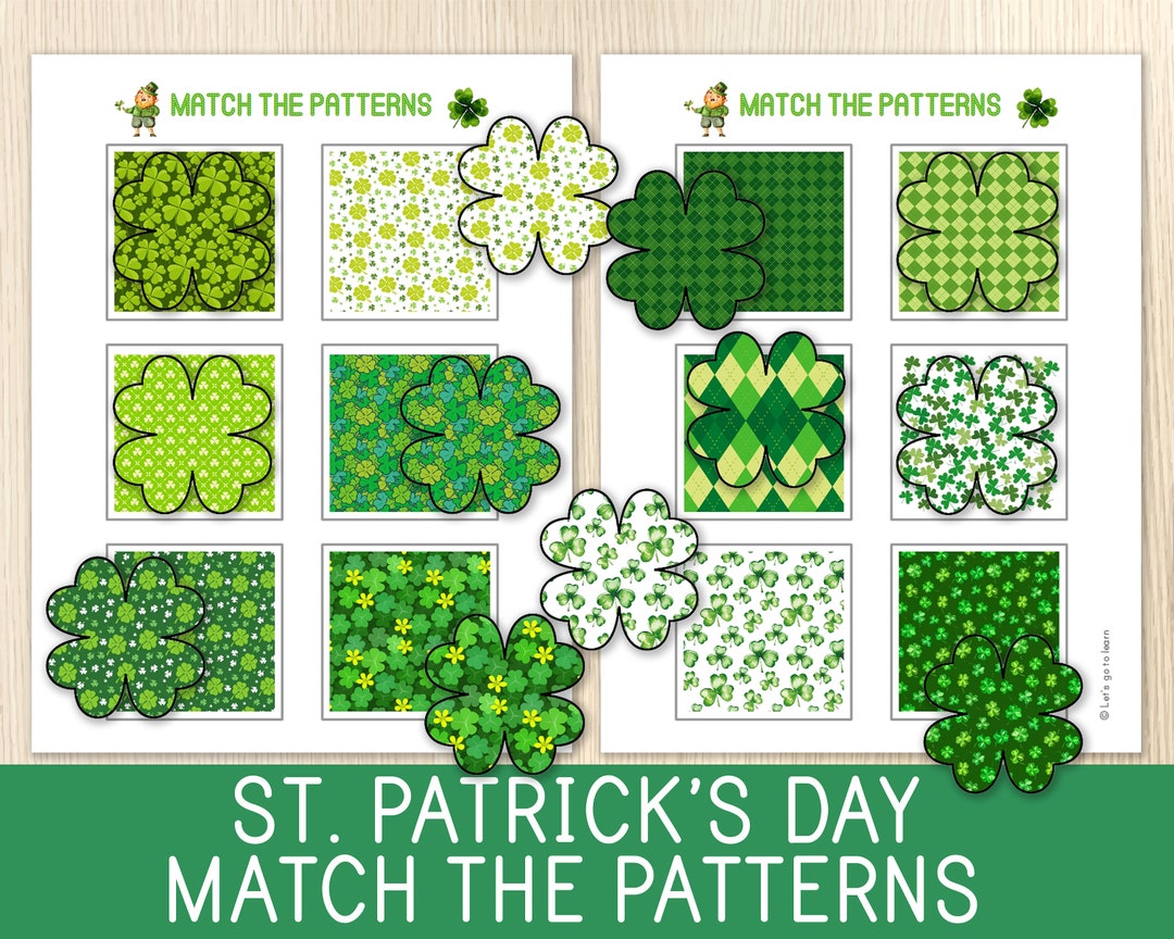 St. Patrick's Day Pattern Match, Matching Activity, Matching Game ...