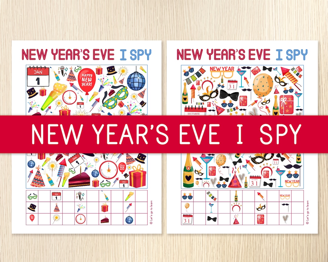 New Year's Eve I Spy Printable Games, End of the Year Games, Look and ...
